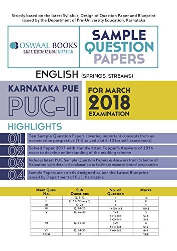 Oswaal Karnataka PUE Sample Question Papers For PUC II English by Panel ...