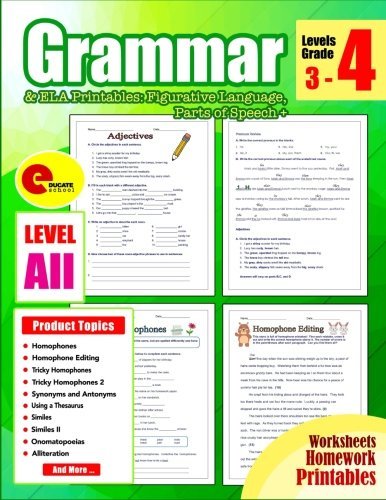 Grammar 4th Grade: Grammar Workbook Grade 4 Ela Printables: Figurative ...