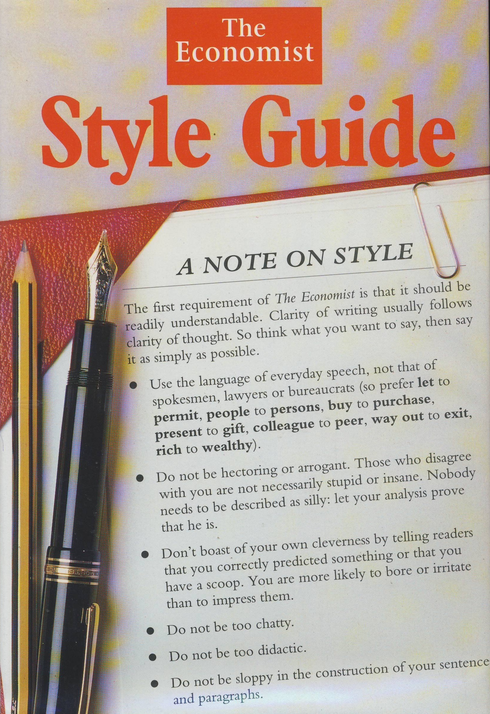 Economist Style Guide (Economist Desk Reference Set) by The Economist ...