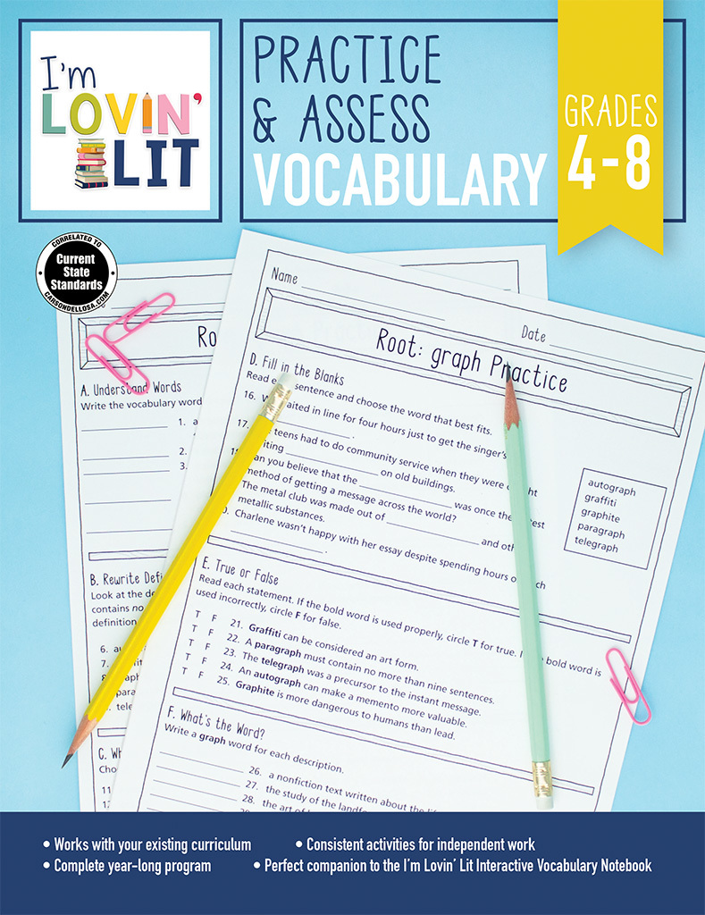 I’m Lovin’ Lit – Practice & Assess: Vocabulary Workbook for Grades 4–8 ...