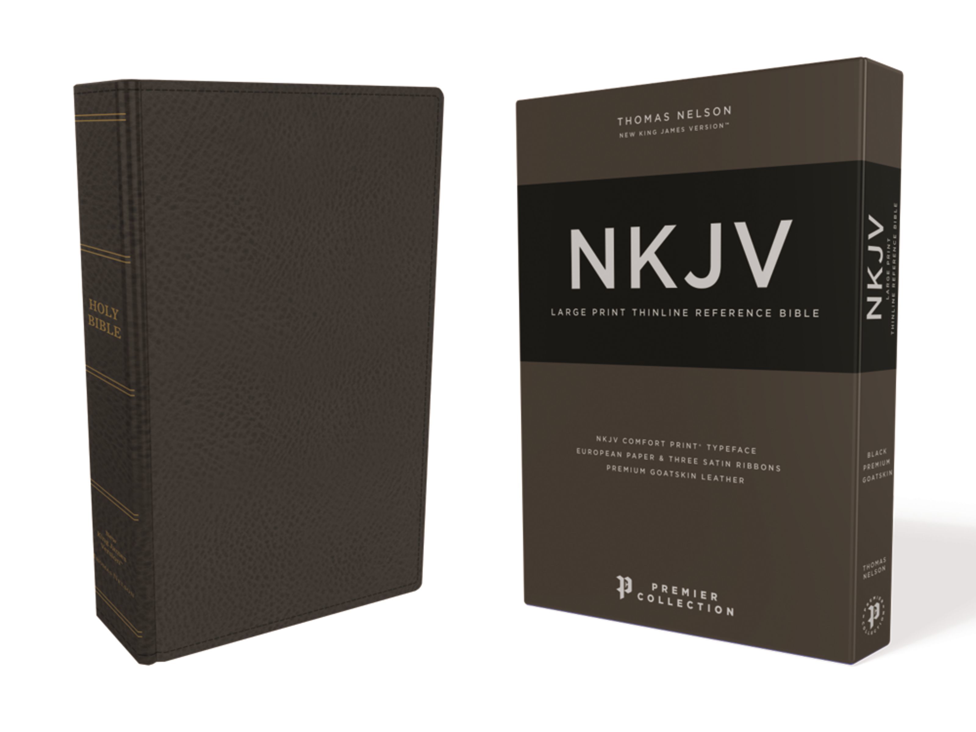 NKJV, Thinline Reference Bible, Large Print, Premium Goatskin Leather ...