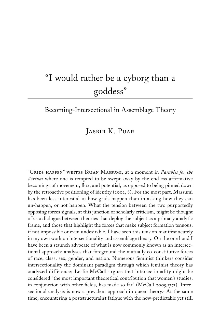 "I would rather be a cyborg than a goddess": Becoming-Intersectional in ...