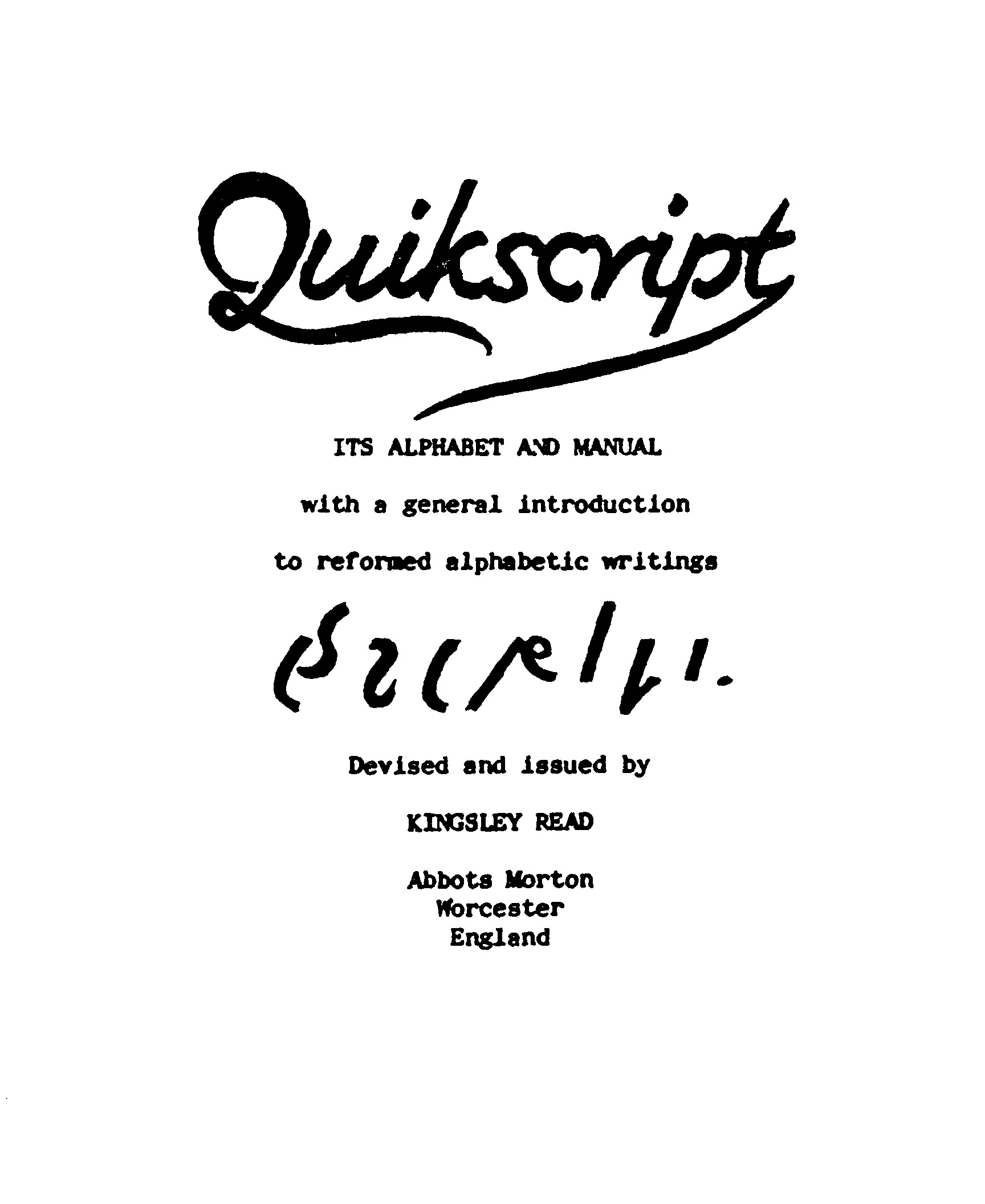 Quikscript by Kingsley Read | Goodreads