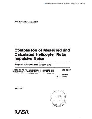 Comparison of Measured and Calculated Helicopter Rotor Impulsive Noise ...