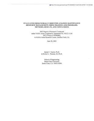 Evaluating Behaviorally Oriented Aviation Maintenance Resource ...