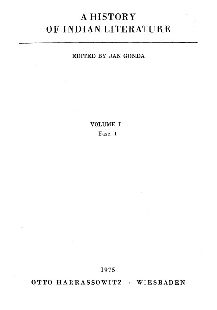 A History of Indian Literature (Vol. I, Fasc. 1) by Jan Gonda | Goodreads