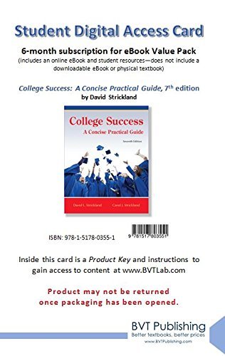College Success: A Concise Practical Guide, 7th edition by David ...