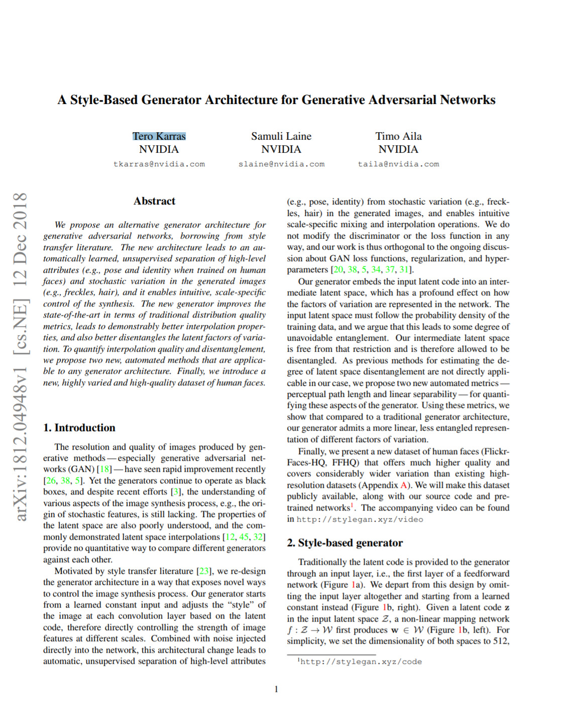 A Style-Based Generator Architecture for Generative Adversarial Networks by Tero Karras | Goodreads