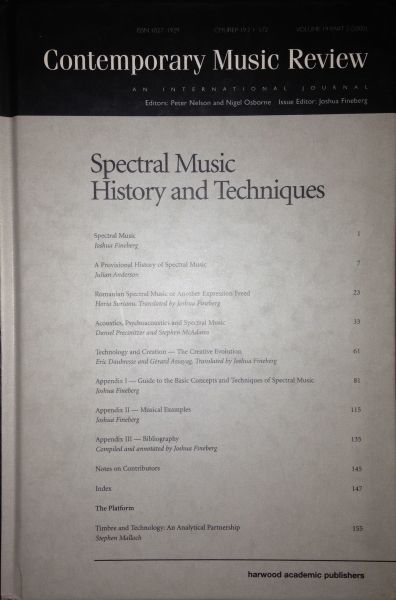 Spectral Music 1: History and Techniques by Joshua Fineberg | Goodreads