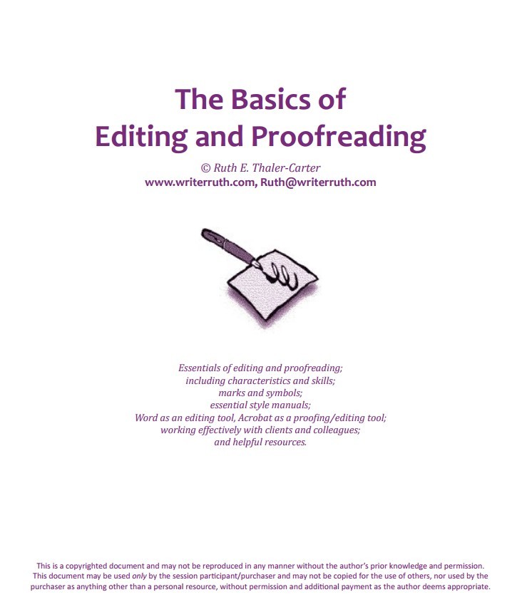 The Basics of Editing and Proofreading by Ruth Thaler-Carter | Goodreads