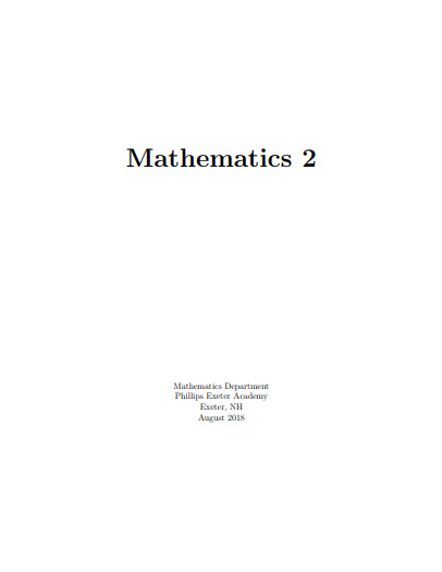 Mathematics 2 (PEA Math, #2) by Phillips Exeter Academy | Goodreads