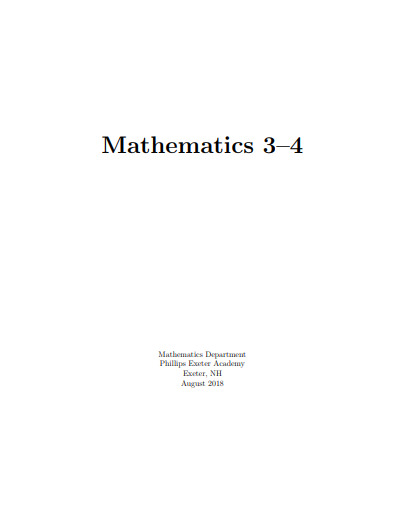 Mathematics 3–4 (PEA Math #3–4) by Phillips Exeter Academy | Goodreads