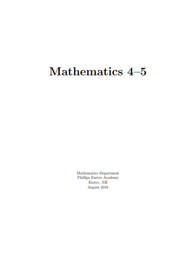 Mathematics 4–5 (PEA Math, #4–5) by Phillips Exeter Academy | Goodreads