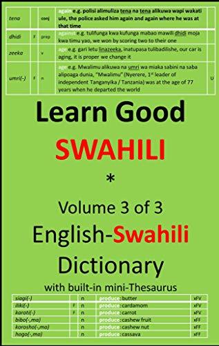 Learn Good Swahili: Volume 3 of 3: English-Swahili Dictionary with ...