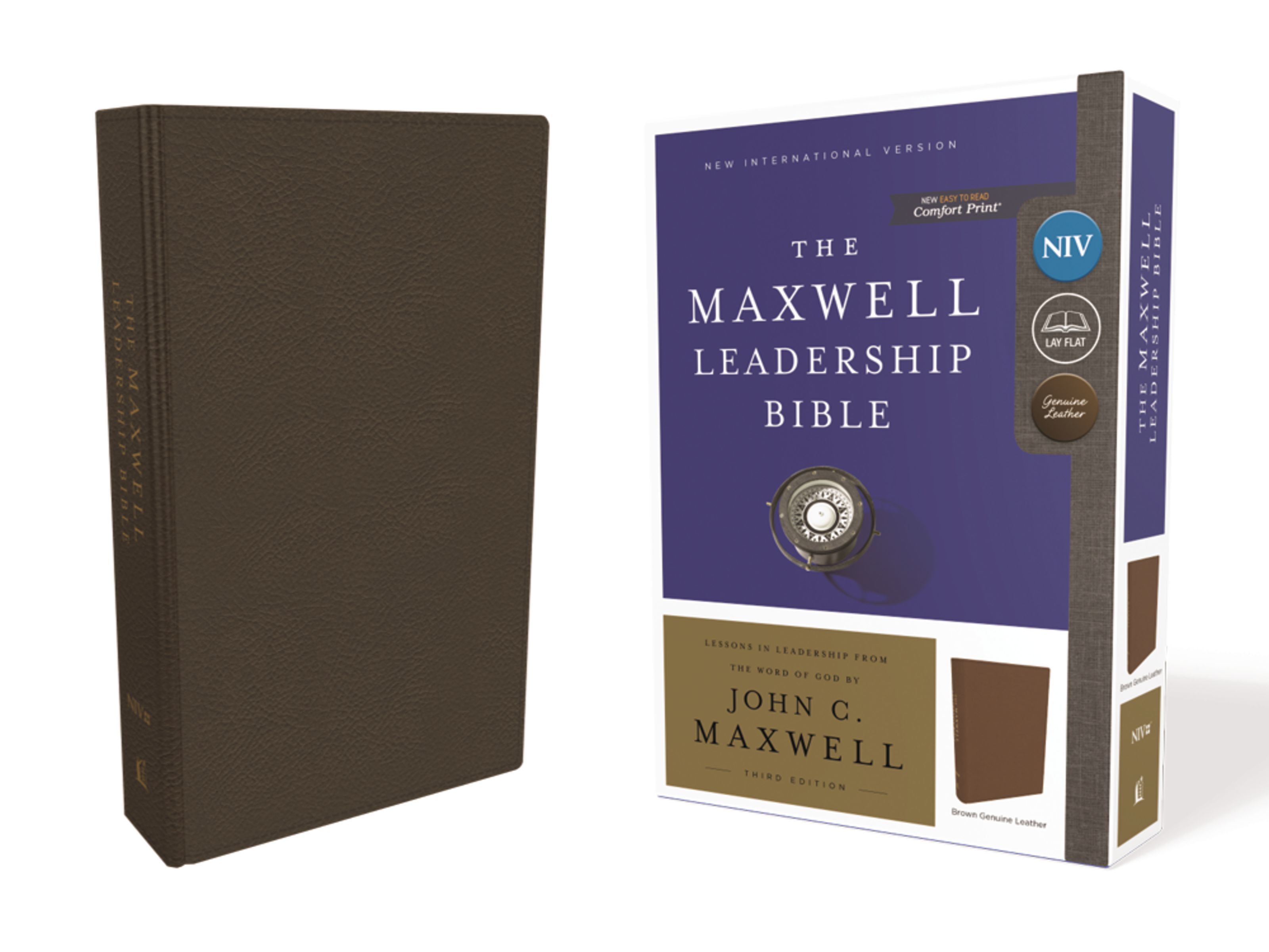 NIV, Maxwell Leadership Bible, 3rd Edition, Genuine Leather, Brown ...