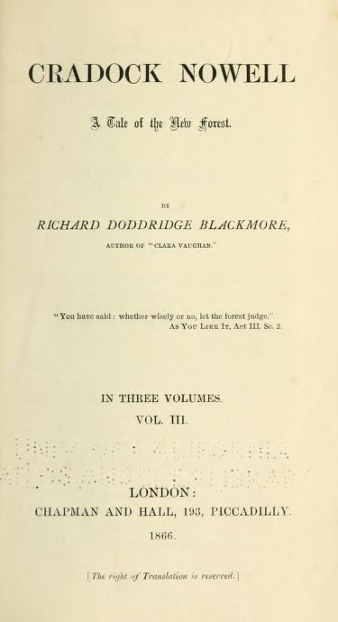 Cradock Nowell - Volume III by R.D. Blackmore | Goodreads