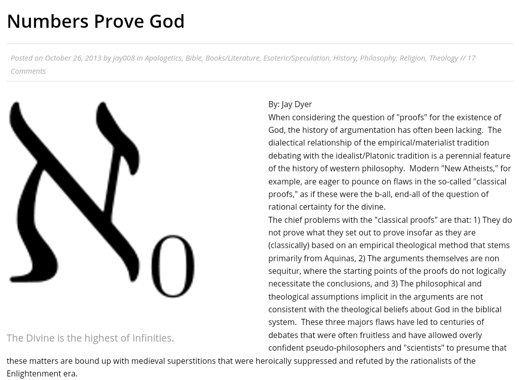 Numbers Prove God by Jay Dyer | Goodreads