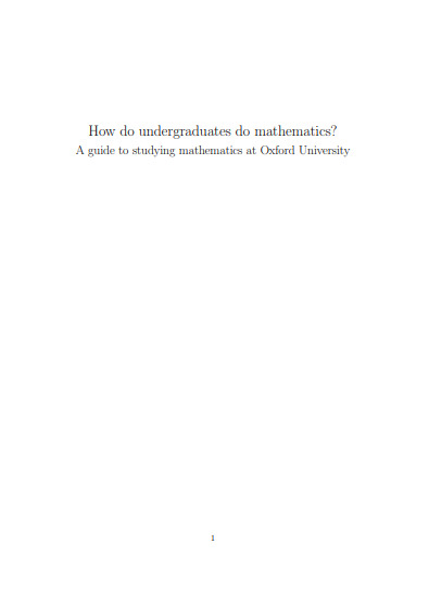 How do undergraduates do mathematics? by Charles Batty | Goodreads