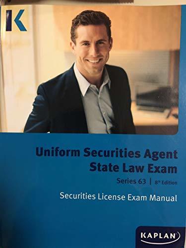 Uniform Securities Agent State Law Exam Series 63 by Kaplan Financial ...