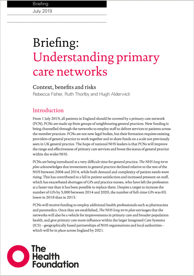 Briefing: Understanding primary care networks by Rebecca Fisher | Goodreads