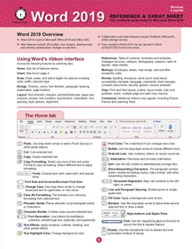 Word 2019 Reference and Cheat Sheet: The unofficial cheat sheet ...