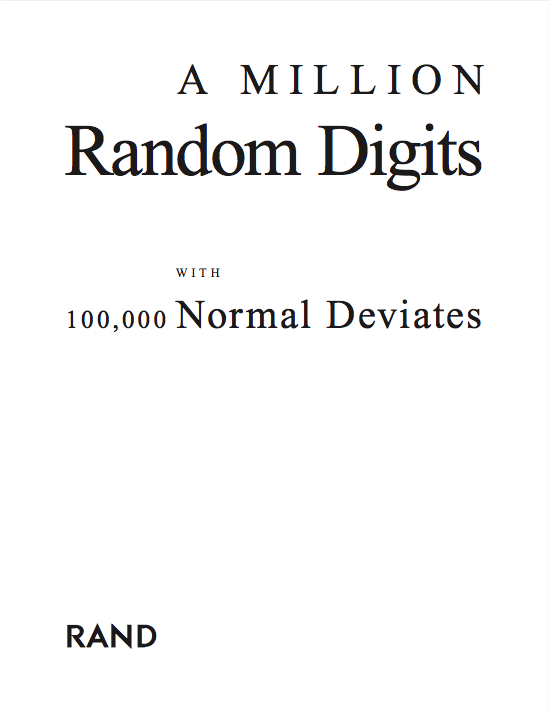 A Million Random Digits with 100,000 Normal Deviates by RAND ...