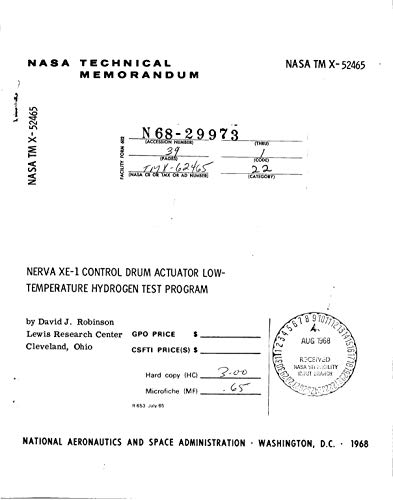 NERVA XE-1 control drum actuator low- temperature hydrogen test program ...