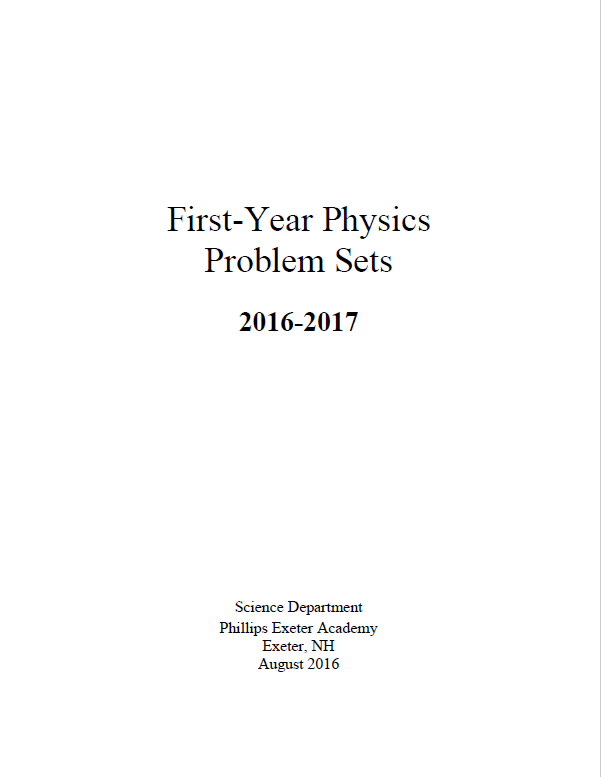First-Year Physics Problem Sets by Phillips Exeter Academy | Goodreads