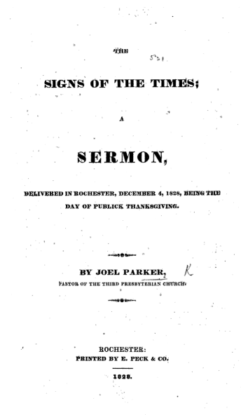 The Signs of the Times: A Sermon by Joel Parker | Goodreads