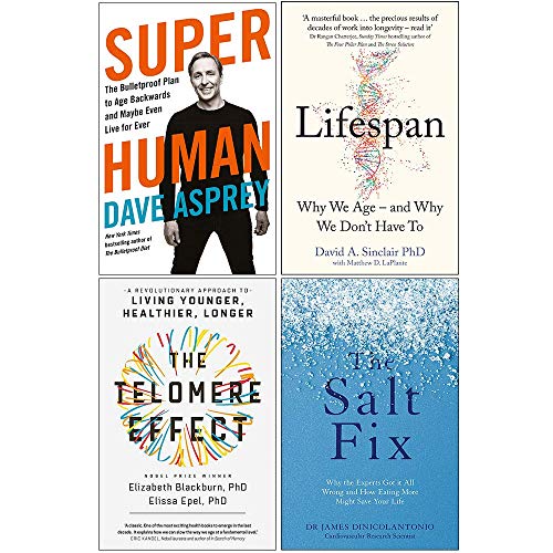 Super Human, Lifespan [Hardcover], The Telomere Effect, The Salt Fix 4 ...