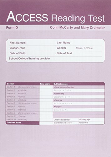 Access Reading Test Art Form D Pk10 by Mary Crumpler | Goodreads