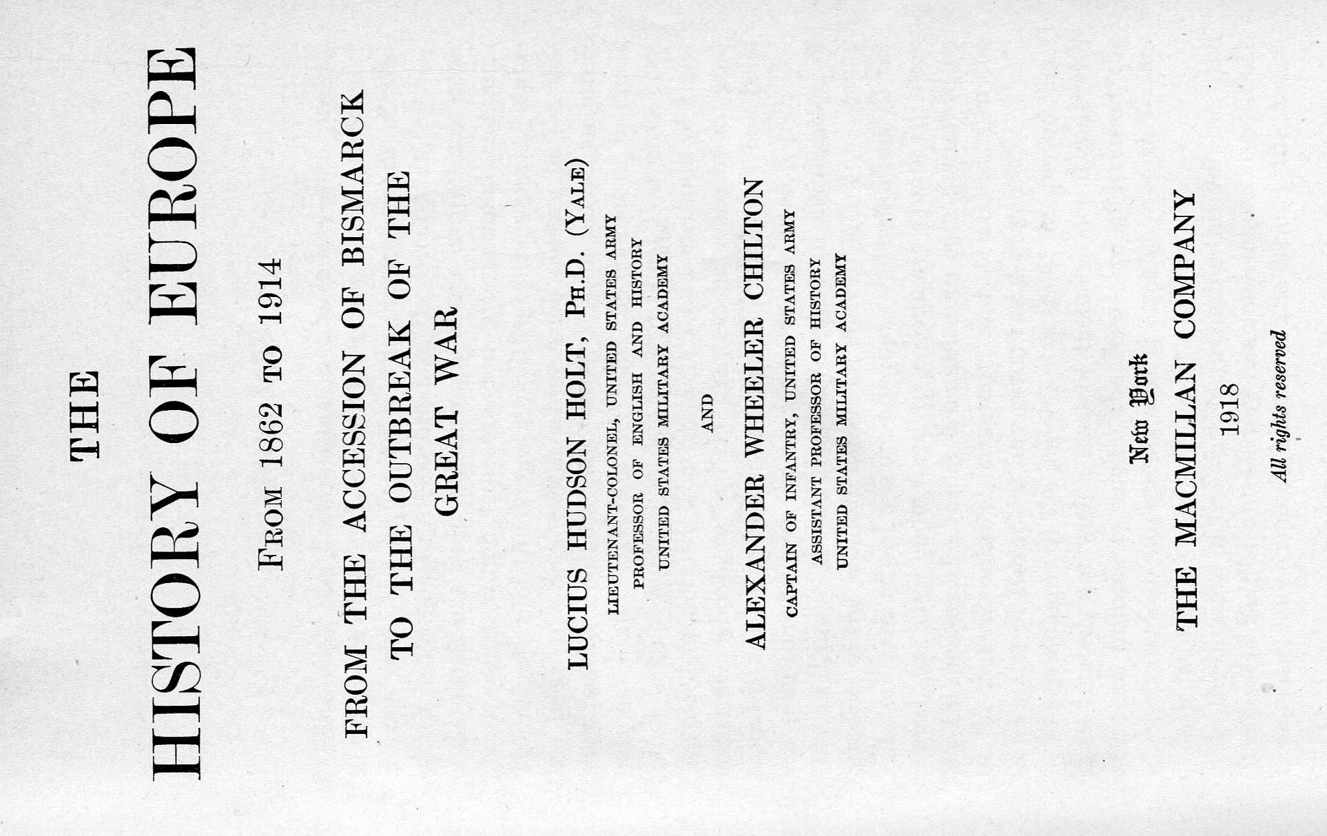 The History of Europe from 1862 to 1914: From the Accession of Bismarck ...