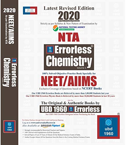 Ubd 1960 Errorless Chemistry For Neet/Aiims Latest 2020 by Universal ...