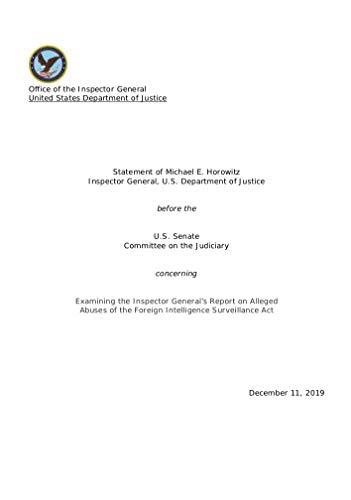 Michael Horowitz statement Before the U.S. Senate Judiciary Committee ...