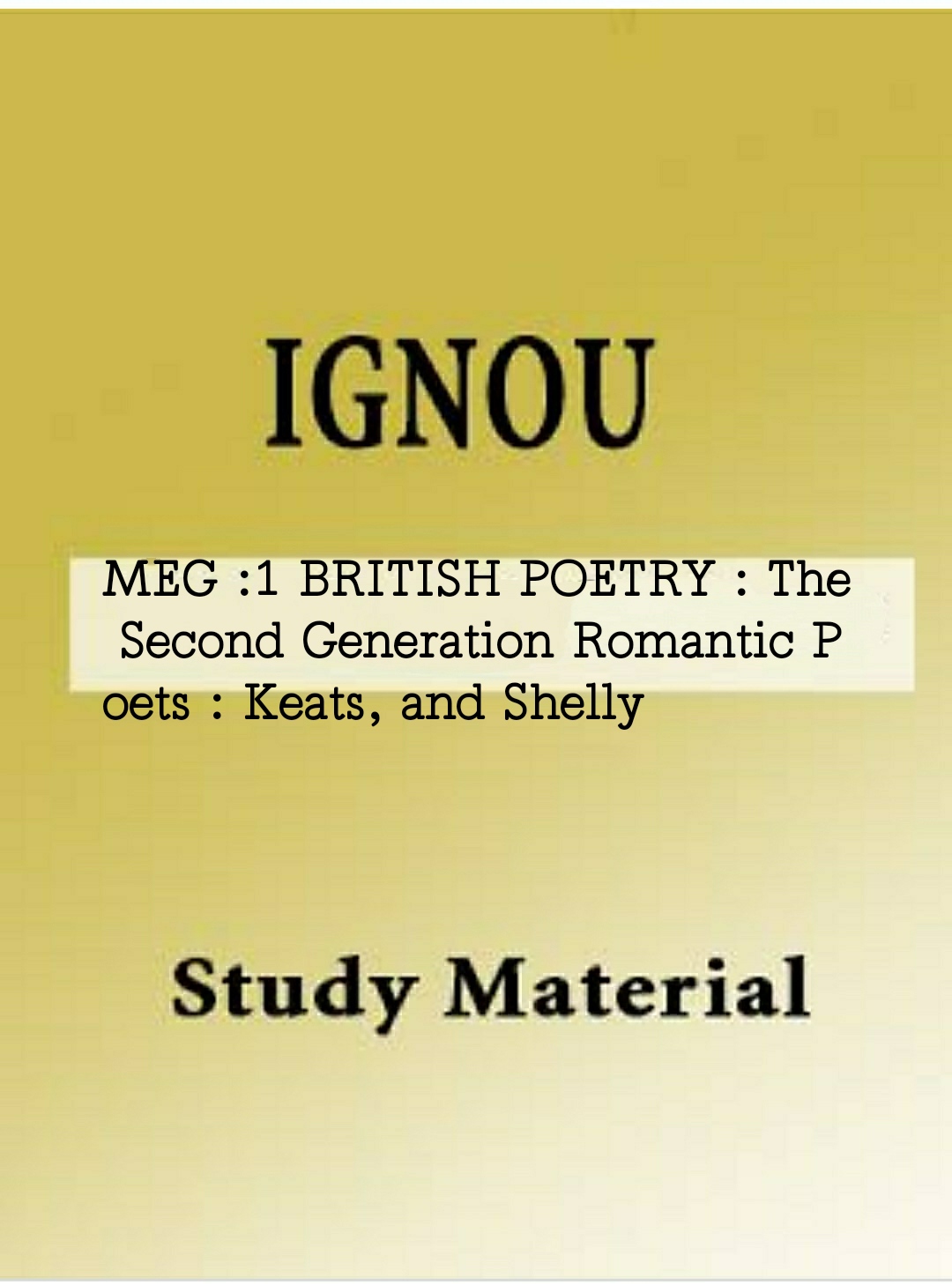 MEG : 1 British Poetry : The Second Generation Romantic Poets : Keats ...