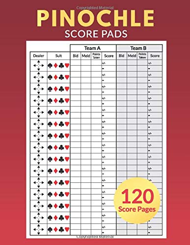 Pinochle Score Pads 120 Score Pages: Personal Scoresheet Record Book ...