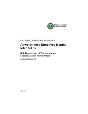 Airworthiness Directives Manual (Federal Aviation Administration): Faa ...