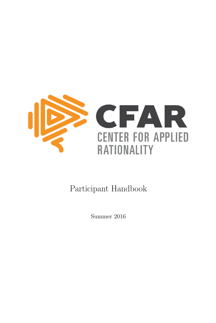 Participant Handbook by Center For Applied Rationality | Goodreads