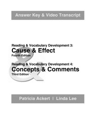 Cause & Effect;. Answer Key & Video Transcript: Concepts & Comments by ...