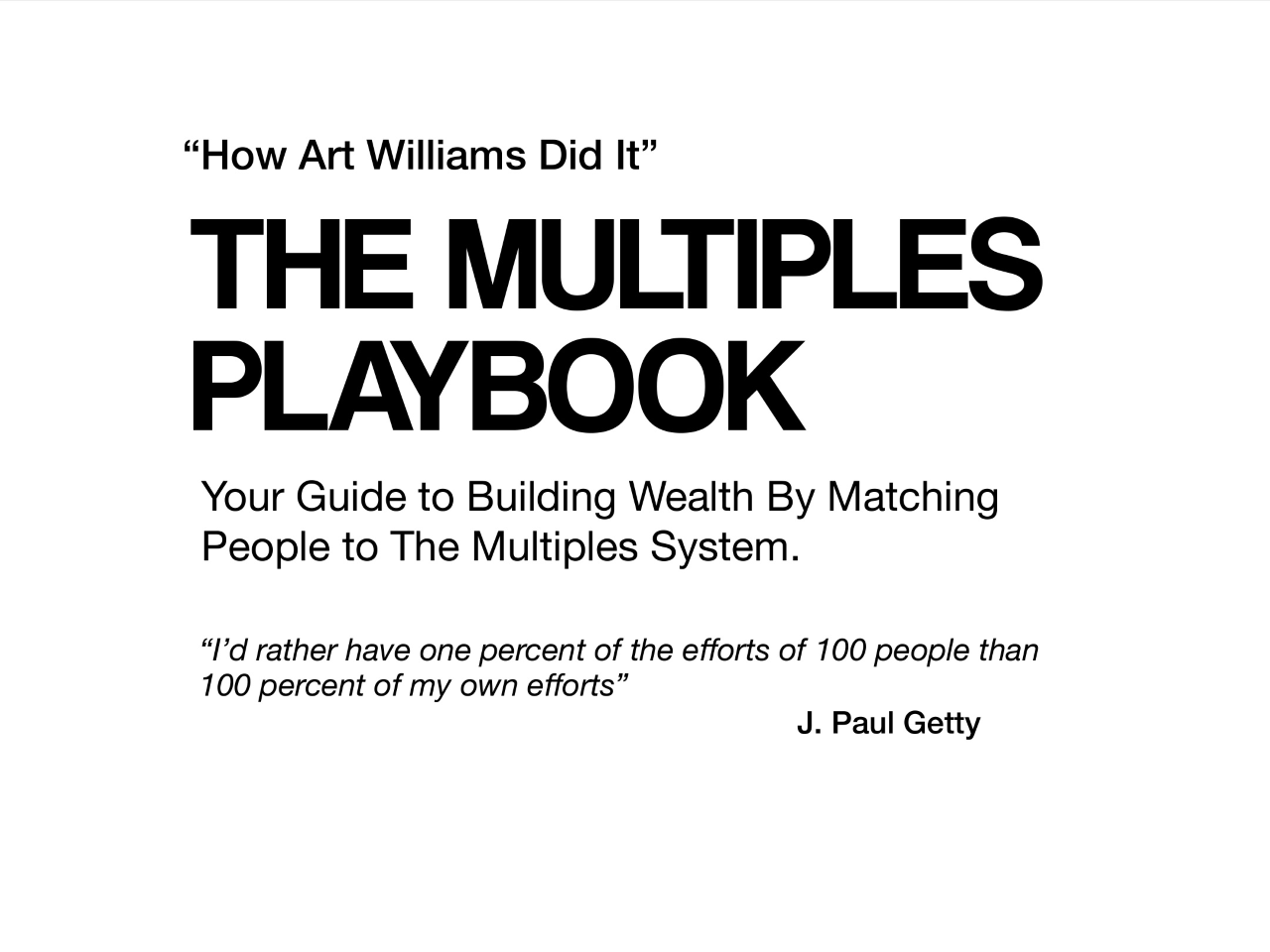 The Multiples Playbook by Bill Orender | Goodreads