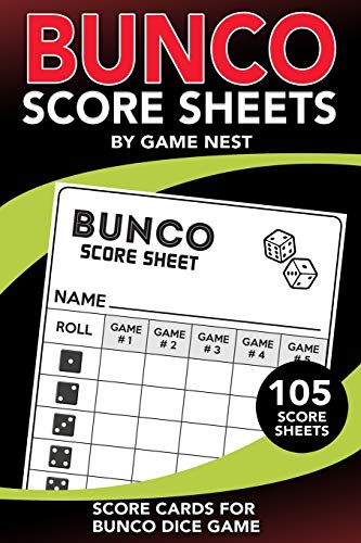 Bunco Score Sheets: 105 Score Keeping Pads | Bunco Dice Game Kit Book ...