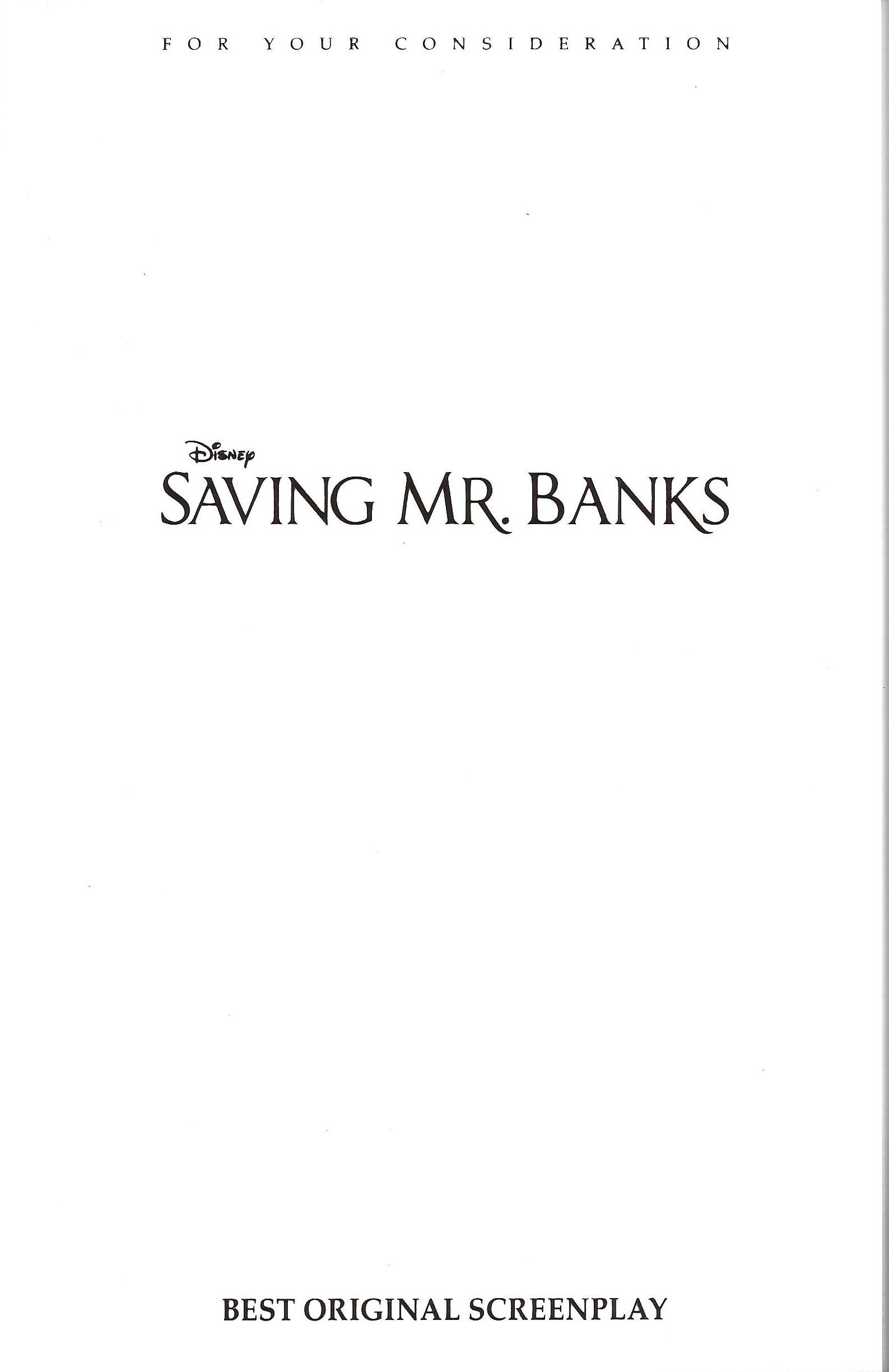 Saving Mr. Banks Best Original Screenplay for Consideration by Kelly Marcel | Goodreads
