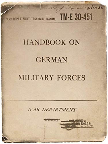 US Army Handbook on German Military Forces 15 March 1945 by War ...