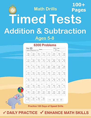 Timed Tests: Addition and Subtraction Math Drills, Practice 100 days of ...