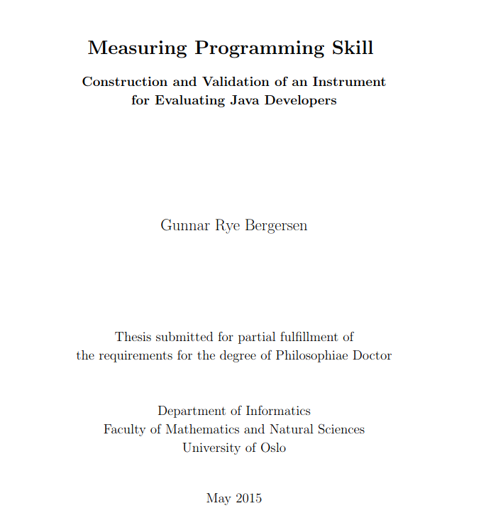 Measuring Programming Skill - Construction and Validation of an Instrument for Evaluating Java ...
