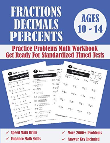 Fractions, Decimals And Percents Timed Tests Math Workbook: Practice ...