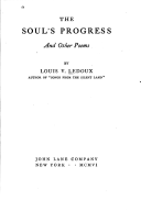 The Soul's Progress, And Other Poems by Louis V. Ledoux | Goodreads