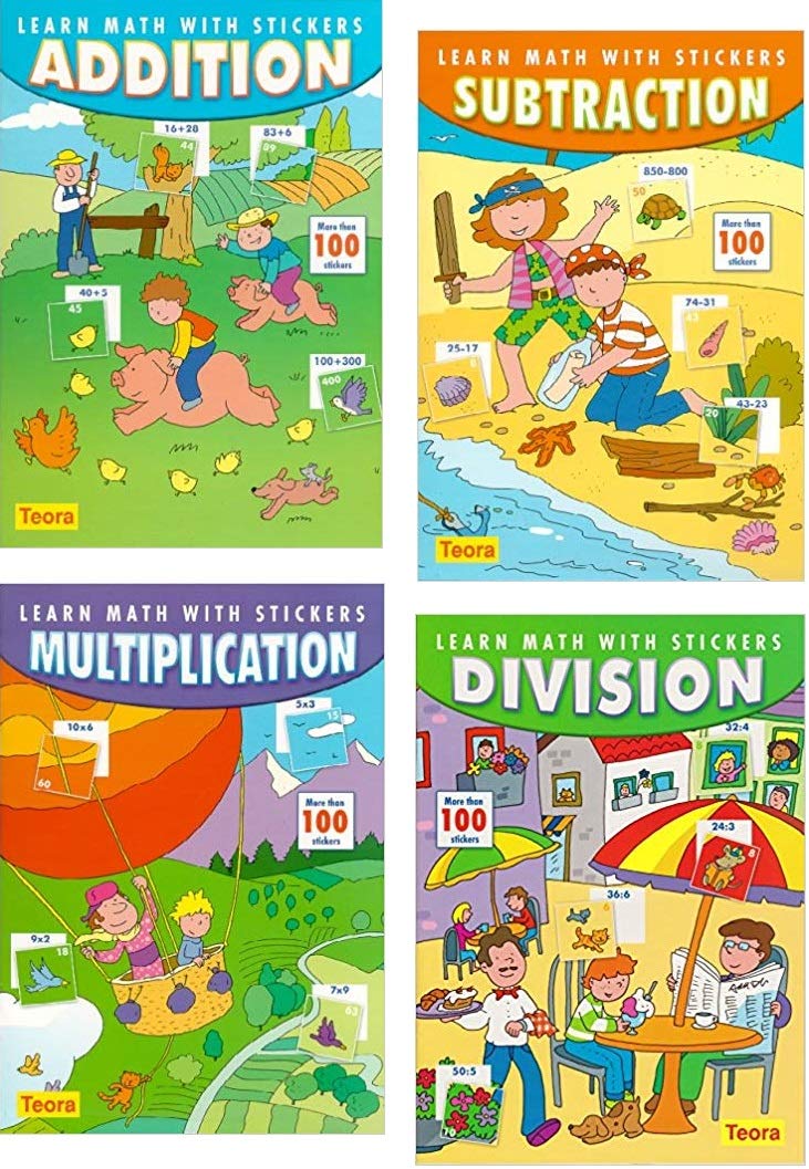 4 PACK Learn Math With Stickers Addition Subtraction Multiplication 4-pack-learn-math-with-stickers-addition-subtraction-multiplication