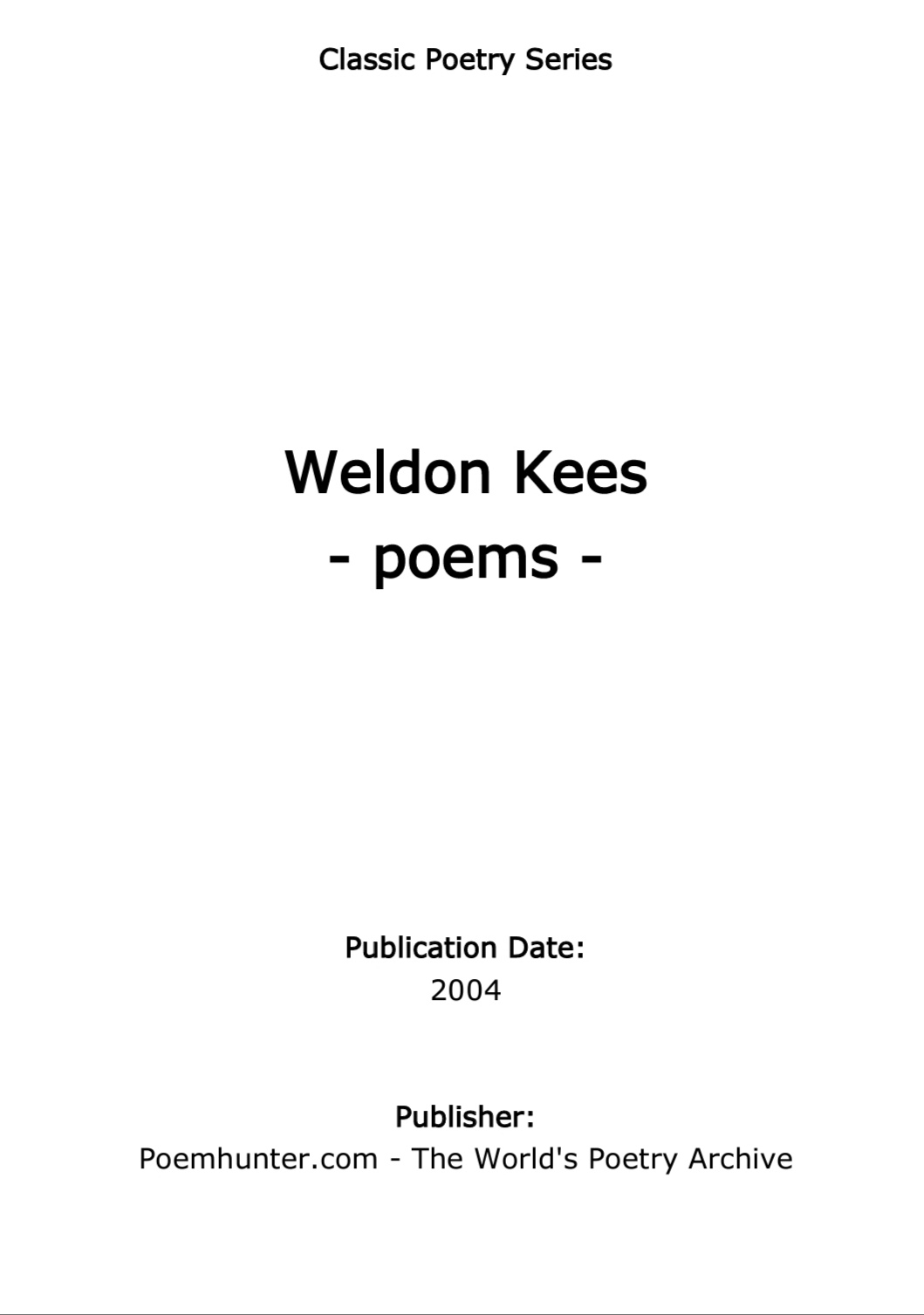 Poems by Weldon Kees | Goodreads