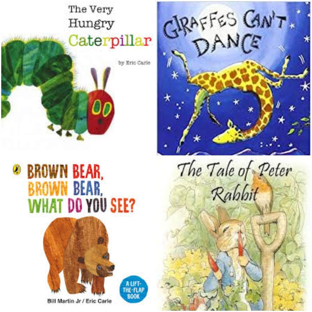 Collection 4 Books: The Very Hungry Caterpillar, Giraffes can't dance ...